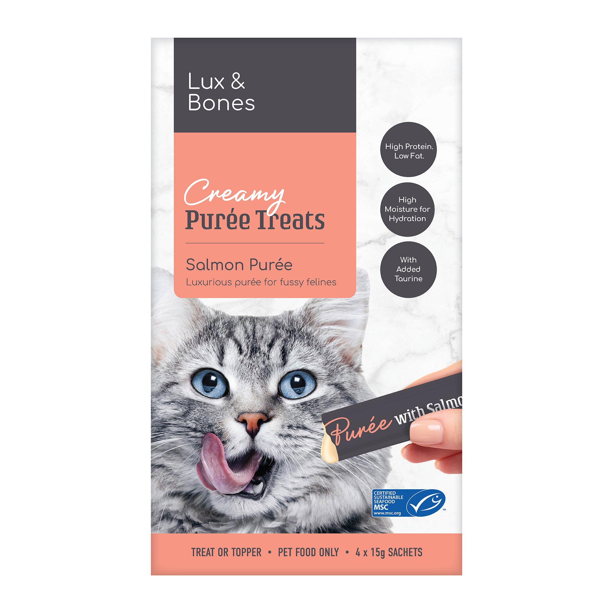 Lux & Bones - Creamy Salmon Puree 4 x 15g sachets